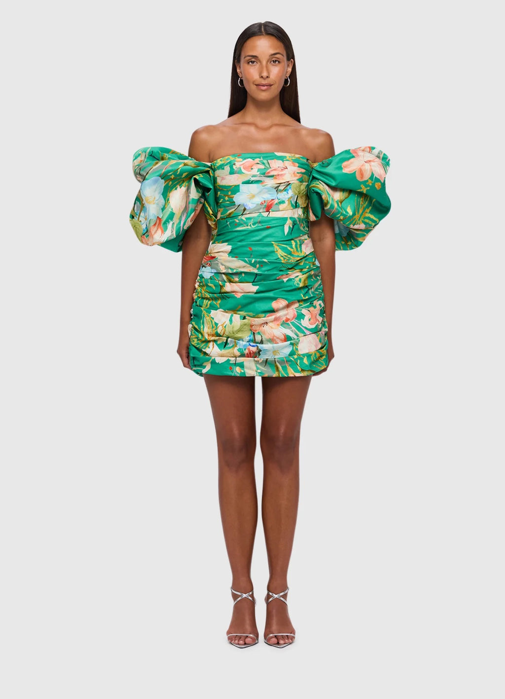 Leo Lin Brenda Puffy Sleeve Mini Dress - Opulent Print in Verdant ...