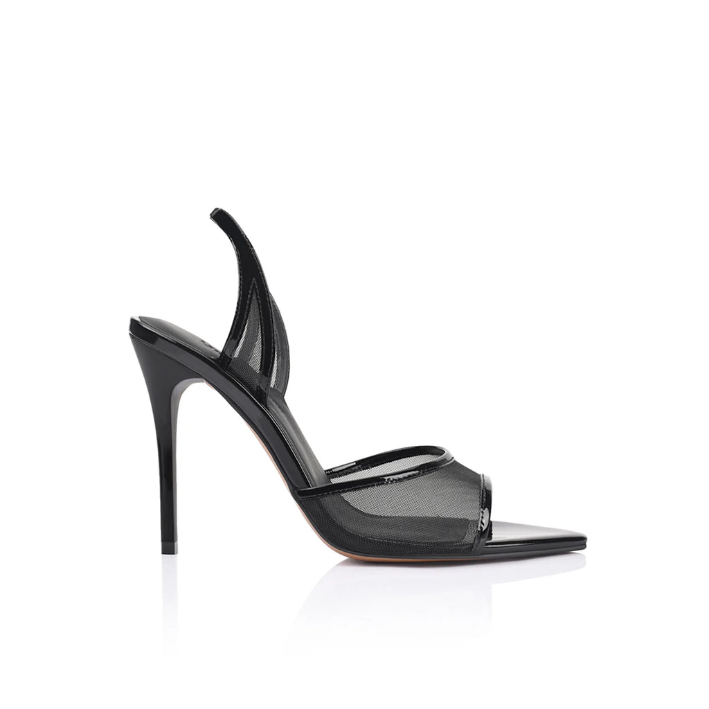 Maddison Sandal - Black Mesh & Patent Leather – The Luxe Closet Australia